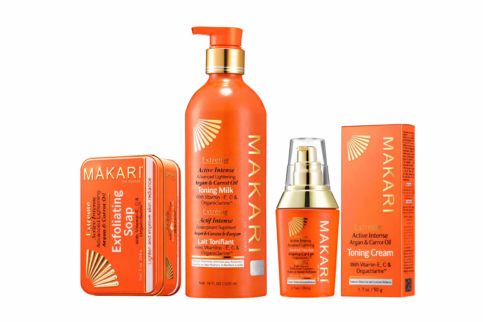 Makari Extreme Argan & Carrot Oil Set (Exfoliating Soap • Toning Milk ...